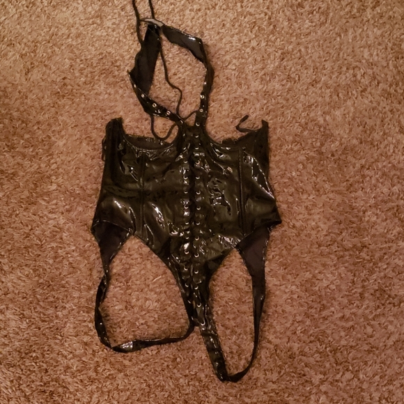 Intimates & Sleepwear | Goth Patent Leather Sexy Zipper Criss Cross ...